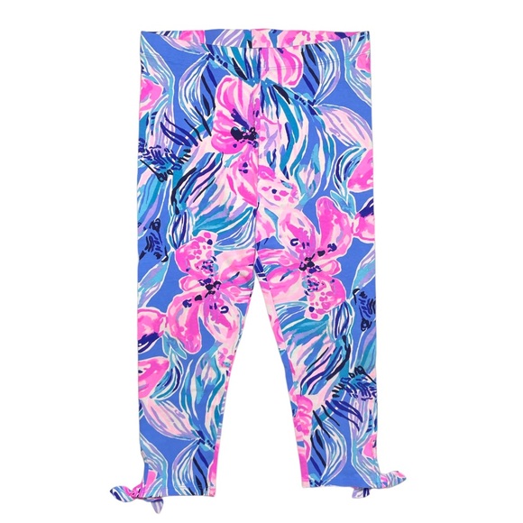 Lilly Pulitzer | Bottoms | Lilly Pulitzer Floral Capri Leggings Bennet Blue Pink Xl 214 | Poshmark